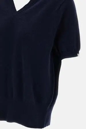 Extreme Cashmere N.490 Martina Short Sleeve V-neck Sweater - Blu
