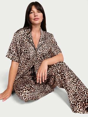Victoria's Secret Signature Satin Short-sleeve Long Pajama Set - Print