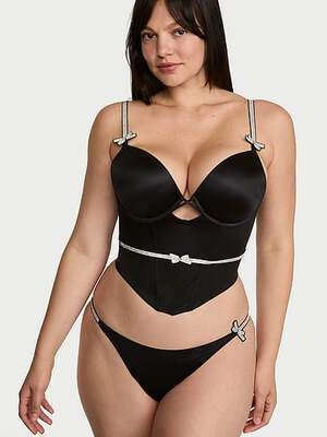 Victoria's Secret Very Sexy Shine Bow Push-up Corset Top - Black
