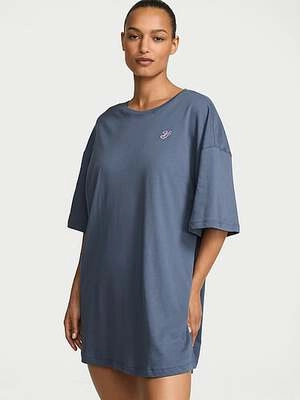 Victoria's Secret 100% Cotton Oversized Sleep Tee - Blue