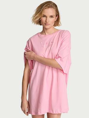 Victoria's Secret 100% Cotton Oversized Sleep Tee - Pink