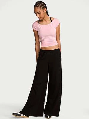 Victoria's Secret Angel Essentials Off-duty Terry Wide-leg Sweatpant - Black