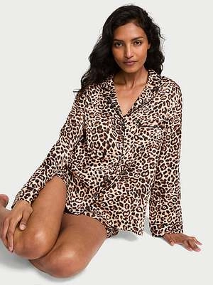 Victoria's Secret Signature Satin Long-sleeve Short Pajama Set - Print