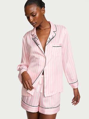 Victoria's Secret Signature Satin Long-sleeve Short Pajama Set - Print
