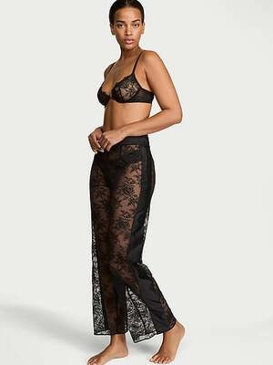 Victoria's Secret Very Sexy Rose Lace Wide-leg Pant - Black