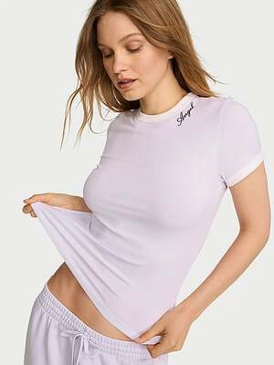 Victoria's Secret Angel Essentials Stretch Cotton Ringer Tee - Purple