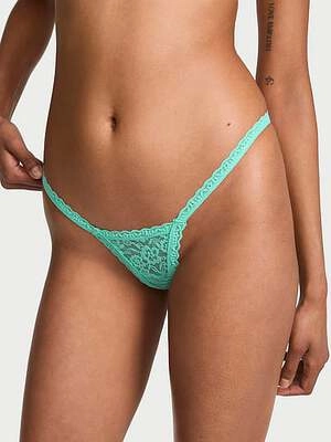 Victoria's Secret The Lacie Lace Itsy String Thong Panty - Blue