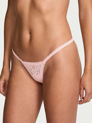 Victoria's Secret The Lacie Lace Itsy V String Panty Pink