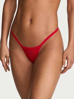 Victoria's Secret The Lacie Lace Itsy String Thong Panty - Red