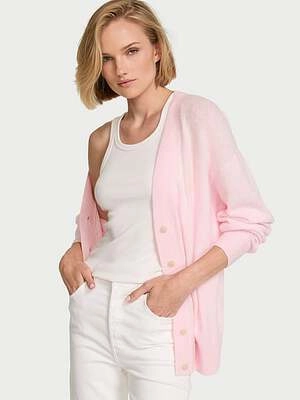 Victoria's Secret Luxe Knit V-neck Cardigan Sweater - Pink