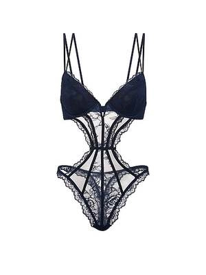 Victoria's Secret Very Sexy Push-up Lace Teddy With Cut-out Details - Blue