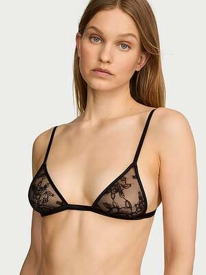 Victoria's Secret Very Sexy Rose Lace Triangle Bralette - Black