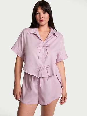 Victoria's Secret Modal-cotton Tie-front Short Pajama Set - Purple