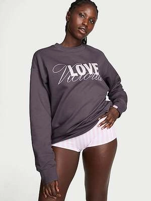 Victoria's Secret Angel Essentials Iconic Fleece Crewneck Sweatshirt - Grey