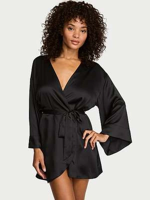 Victoria's Secret Satin Short Robe - Black