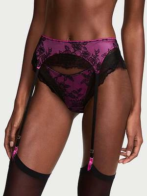 Victoria's Secret Very Sexy Rose Lace Overlay Garter Belt - Pink