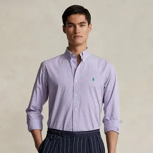 Ralph Lauren Classic Fit Striped Stretch Poplin Shirt Lavender Striped