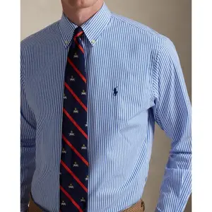 Ralph Lauren Classic Fit Striped Stretch Poplin Shirt - Light Blue/white