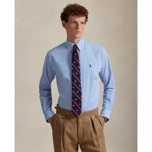 Ralph Lauren Classic Fit Striped Stretch Poplin Shirt - Light Blue/white