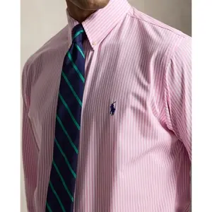 Ralph Lauren Classic Fit Striped Stretch Poplin Shirt - Pink/white
