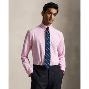 Ralph Lauren Classic Fit Striped Stretch Poplin Shirt - Pink/white