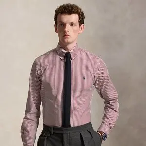 Ralph Lauren Classic Fit Striped Stretch Poplin Shirt - Wine White