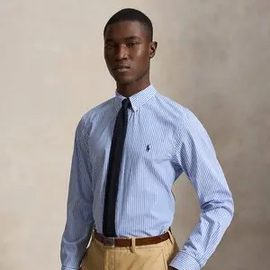 Ralph Lauren Slim Fit Striped Stretch Poplin Shirt - Light Blue/white