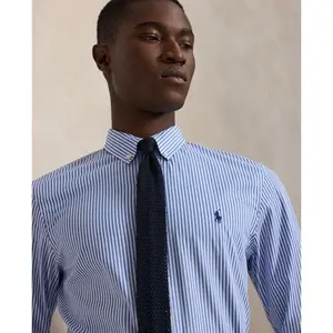 Ralph Lauren Slim Fit Striped Stretch Poplin Shirt - Light Blue/white