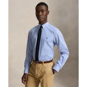 Ralph Lauren Slim Fit Striped Stretch Poplin Shirt - Light Blue/white
