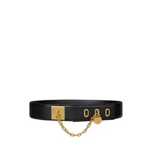 Ralph Lauren Leather Chain Padlock Wide Belt