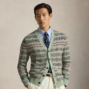 Ralph Lauren Fair Isle Linen-cotton Cardigan - Green Combo