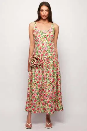 SWF Rosette Drop Waist Midi Dress