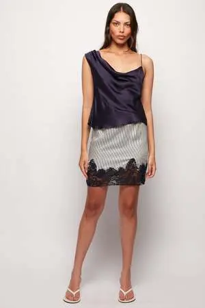 S/W/F BOUTIQUE - INTERNATIONAL Asymmetric Cowl Neck Cami - Navy