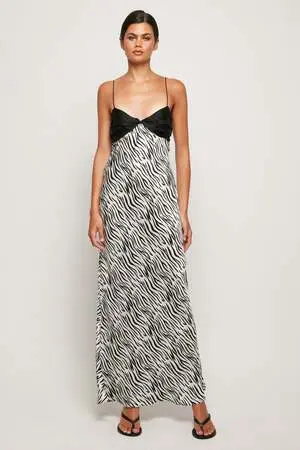 SWF Ruched Bra Slip Midi Dress With Zebra Print - Shadow Play
