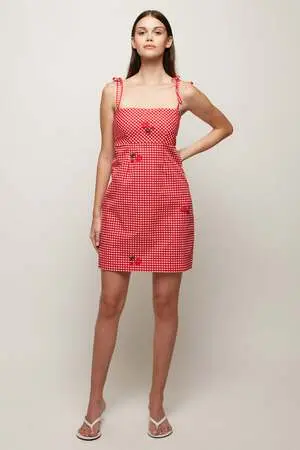 S/W/F BOUTIQUE - INTERNATIONAL Square Neck Midi - Petal Check