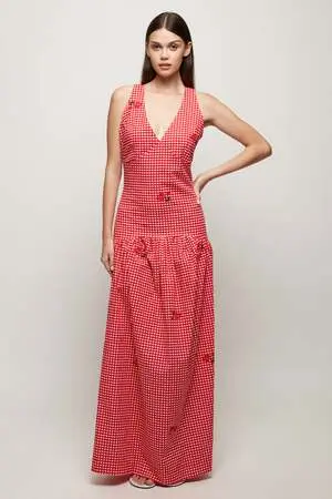 SWF Drop Waist V Maxi - Petal Check