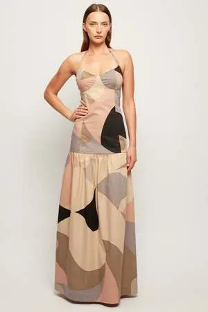 S/W/F BOUTIQUE - INTERNATIONAL Fine Halter Maxi - Blurred Bloom