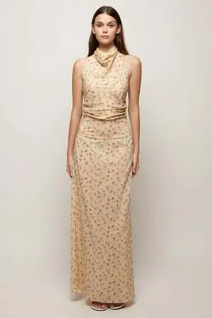 S/W/F BOUTIQUE - INTERNATIONAL High Neck Halter Maxi - Dry Press