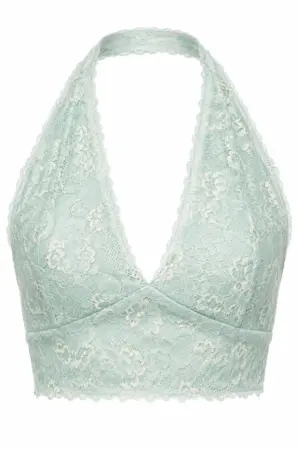 S/W/F BOUTIQUE - INTERNATIONAL Lace Halter Crop Top - Pale Mint