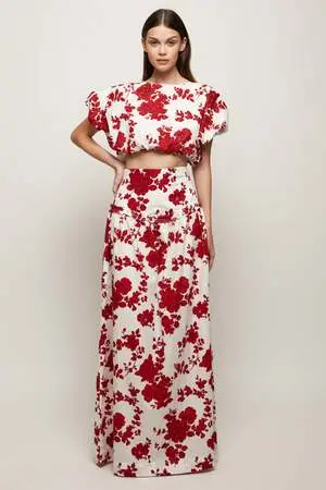 SWF High Waisted Gathered Maxi - Red Veil