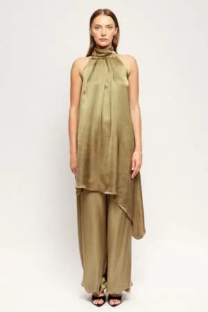S/W/F BOUTIQUE - INTERNATIONAL High Neck Asymmetric Top - Olive