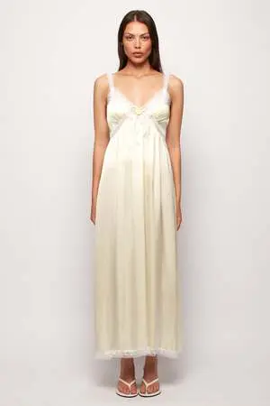 S/W/F BOUTIQUE - INTERNATIONAL Lace Detail Empire Midi - Lemon
