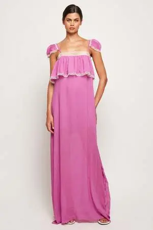 SWF Lace Trim Frill Maxi Dress - Eclipse Violet