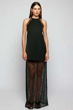 SWF Lace Trim Halter Tunic - Ebony