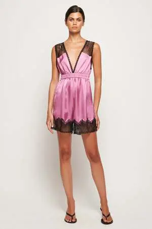 S/W/F BOUTIQUE - INTERNATIONAL Lace Trim Romper - Eclipse Violet