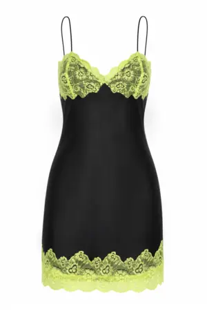 S/W/F BOUTIQUE - INTERNATIONAL Lace Trim Slip Dress - Midnight Fluro