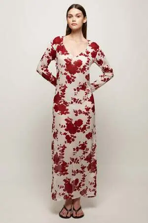 SWF Long Sleeve Sheer Midi - Red Veil