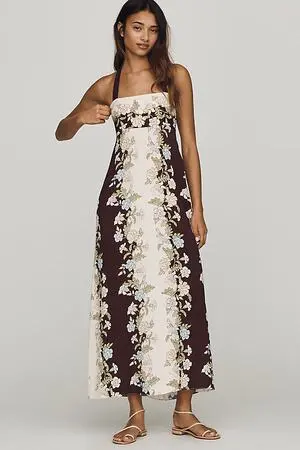 Saylor Danni Square-neck Midi Dress - Brown Pattern