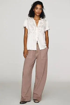 Anthropologie Ruffle Short Sleeve Blouse