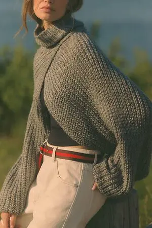 Anthropologie Cable-knit Draped Shrug